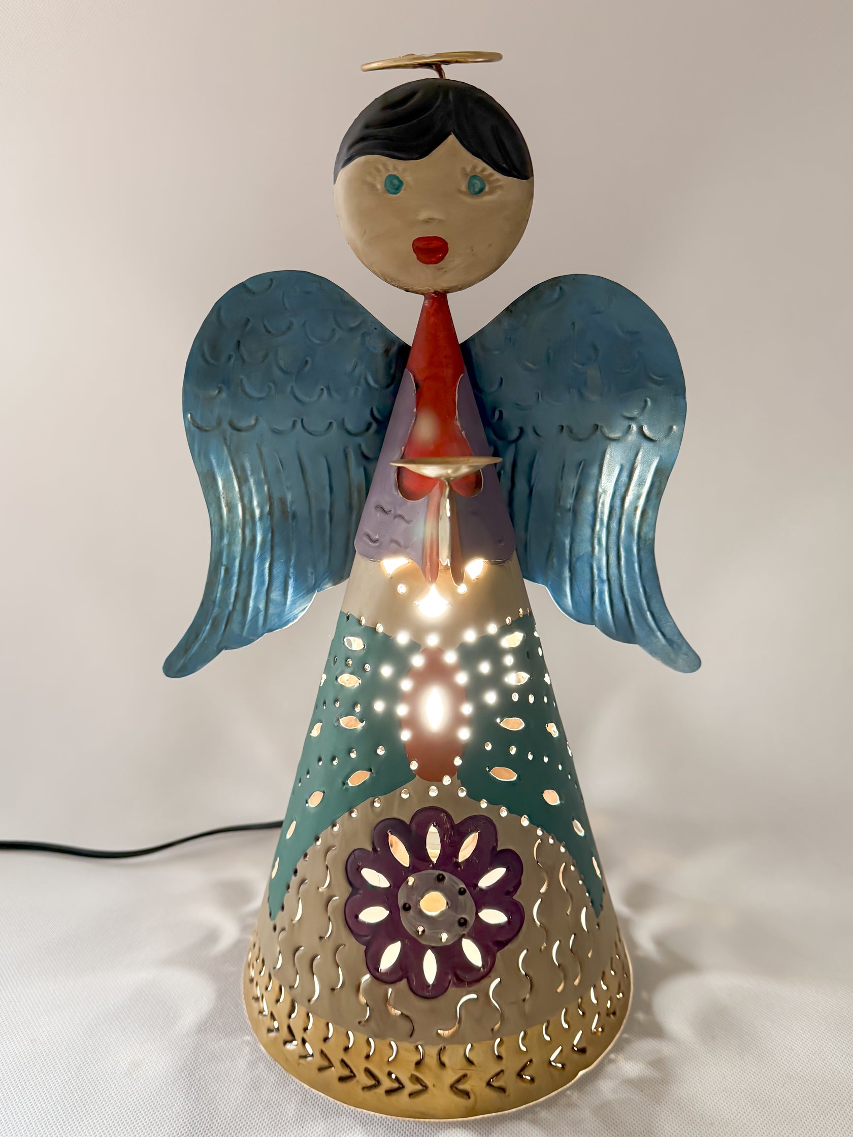 Mexican Punched Tin Lighting Angel Tin Lights Angel Con Luz – TheMexHub