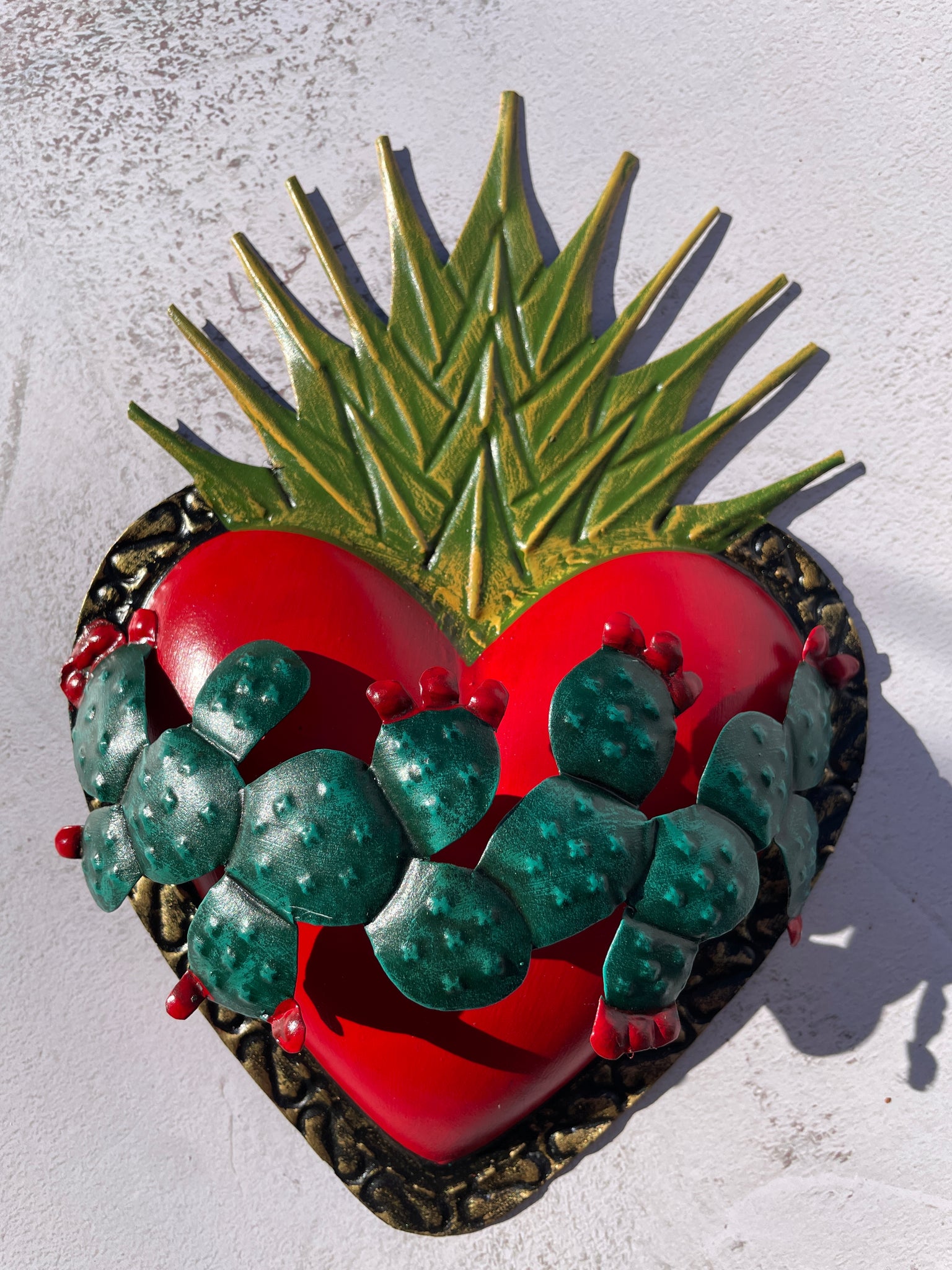 Mexican Hand Painted Tin Heart Corazon Hojalata Corazon de Hojalata Co ...
