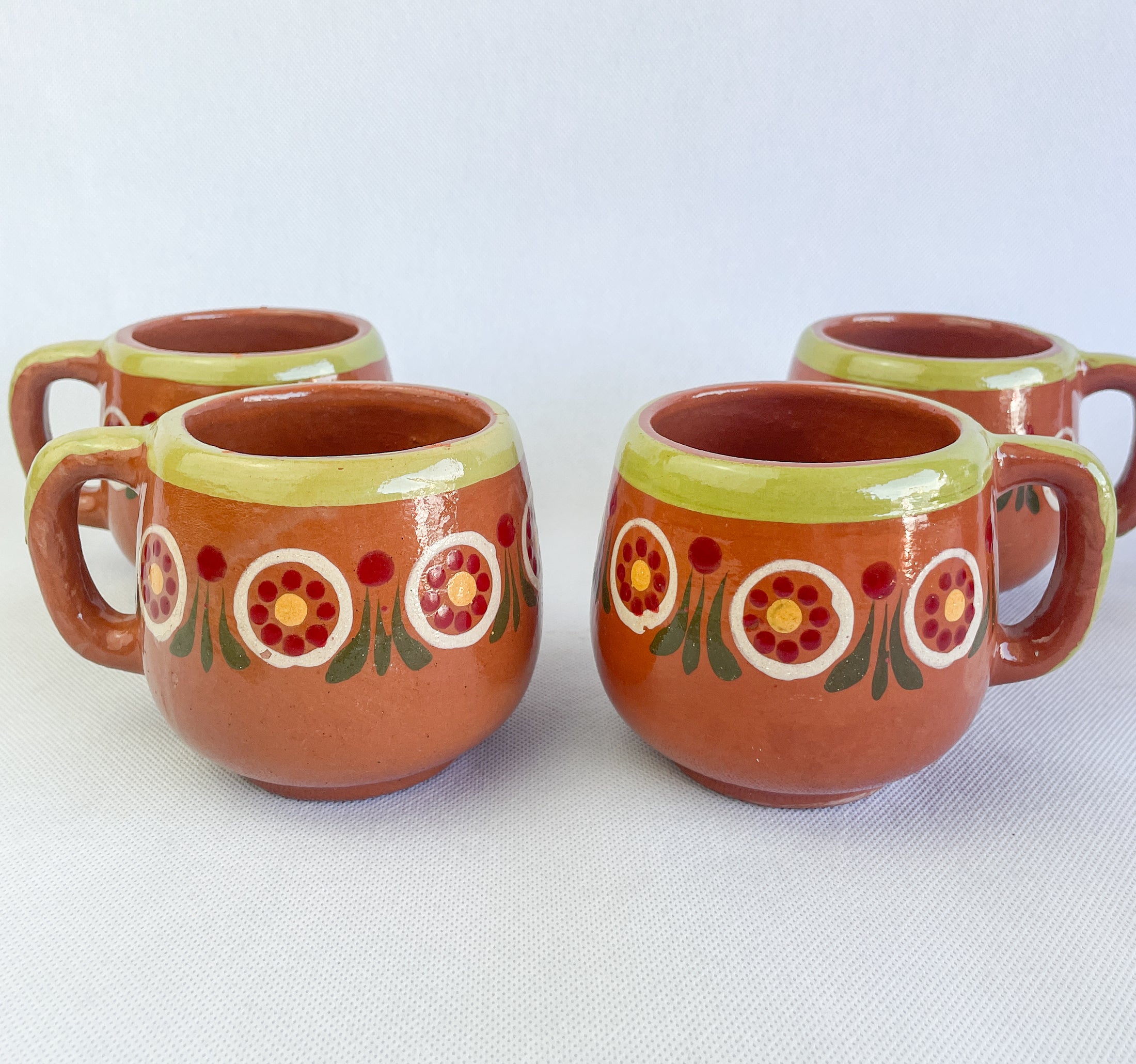 Michoacan Mexican Clay Mugs 4pc Set Mexican Cups Tazas De Barro Lead F ...
