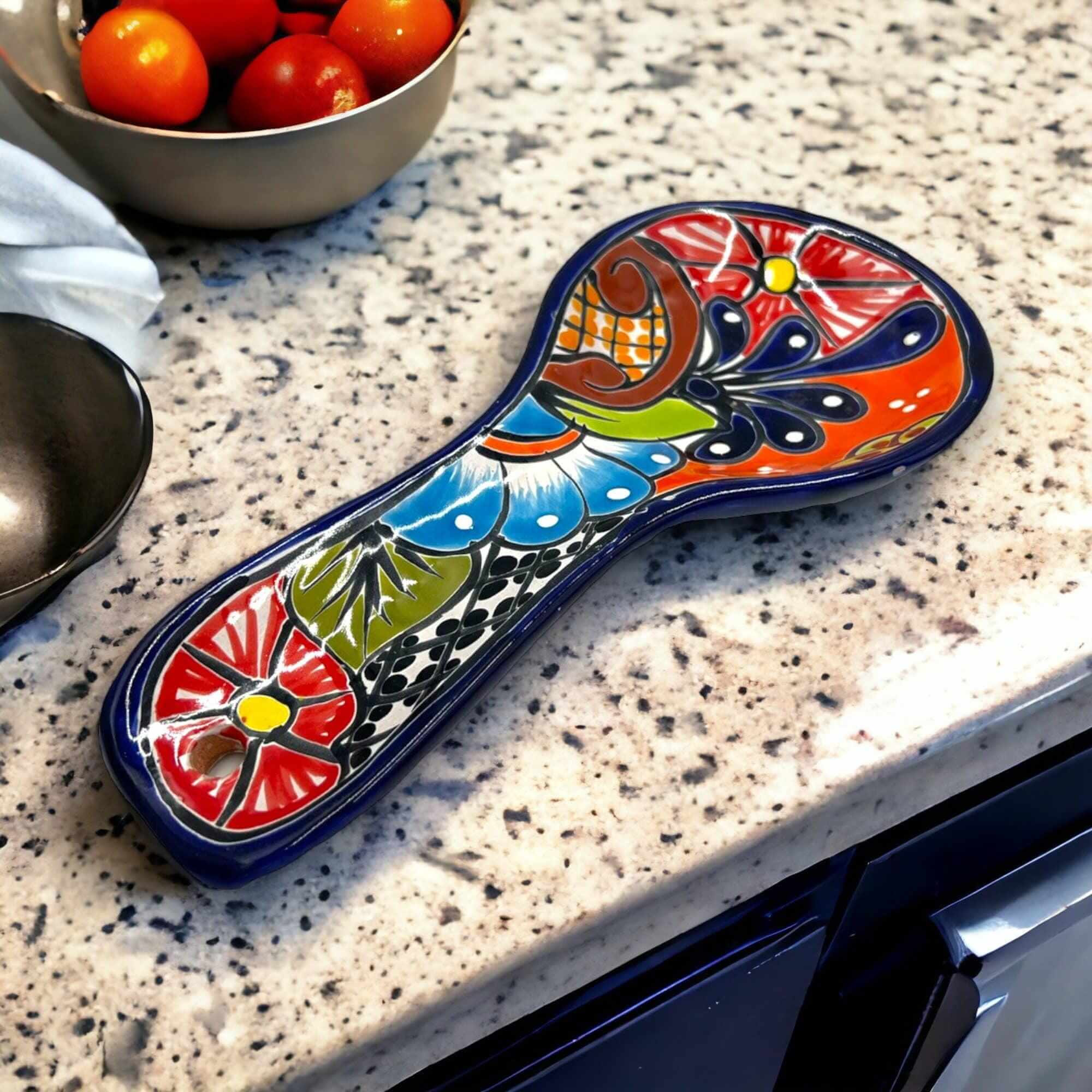 Colorful Mexican Talavera Utensil Rest | Handmade Spoon Rest – TheMexHub