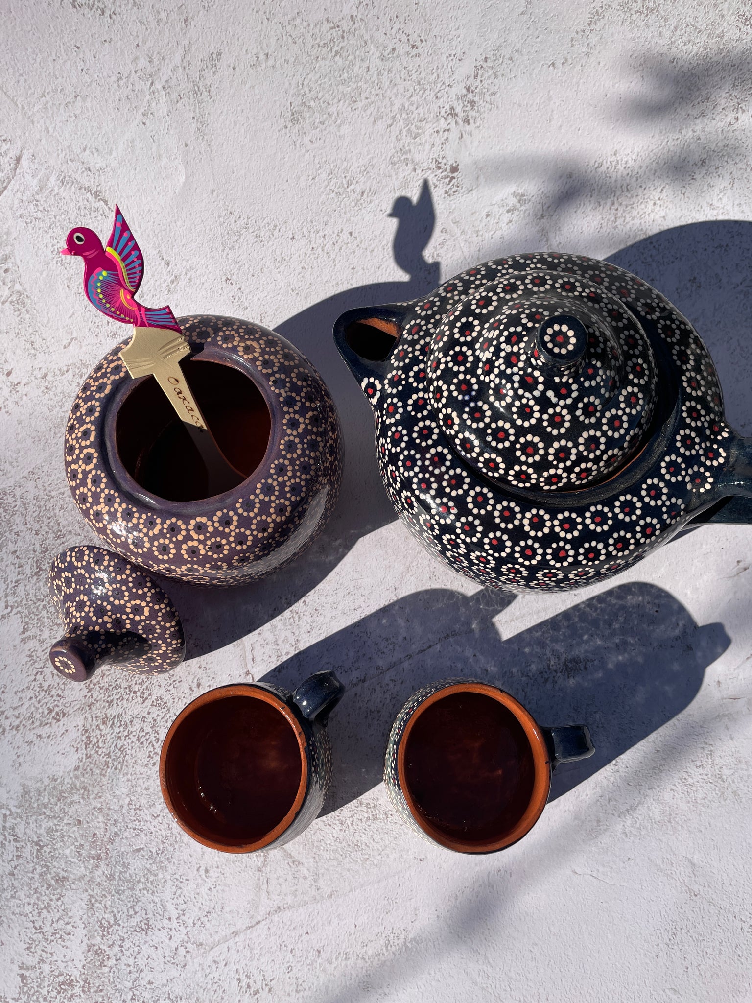 Michoacan Mexican Sugar Bowl Capula Pottery Hand Painted Azucarera de ...