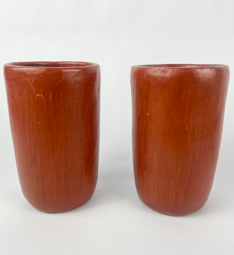Oaxaca Red Clay Pottery Cups Set of 2 Tumblers Vasos Barro Mexican Red ...