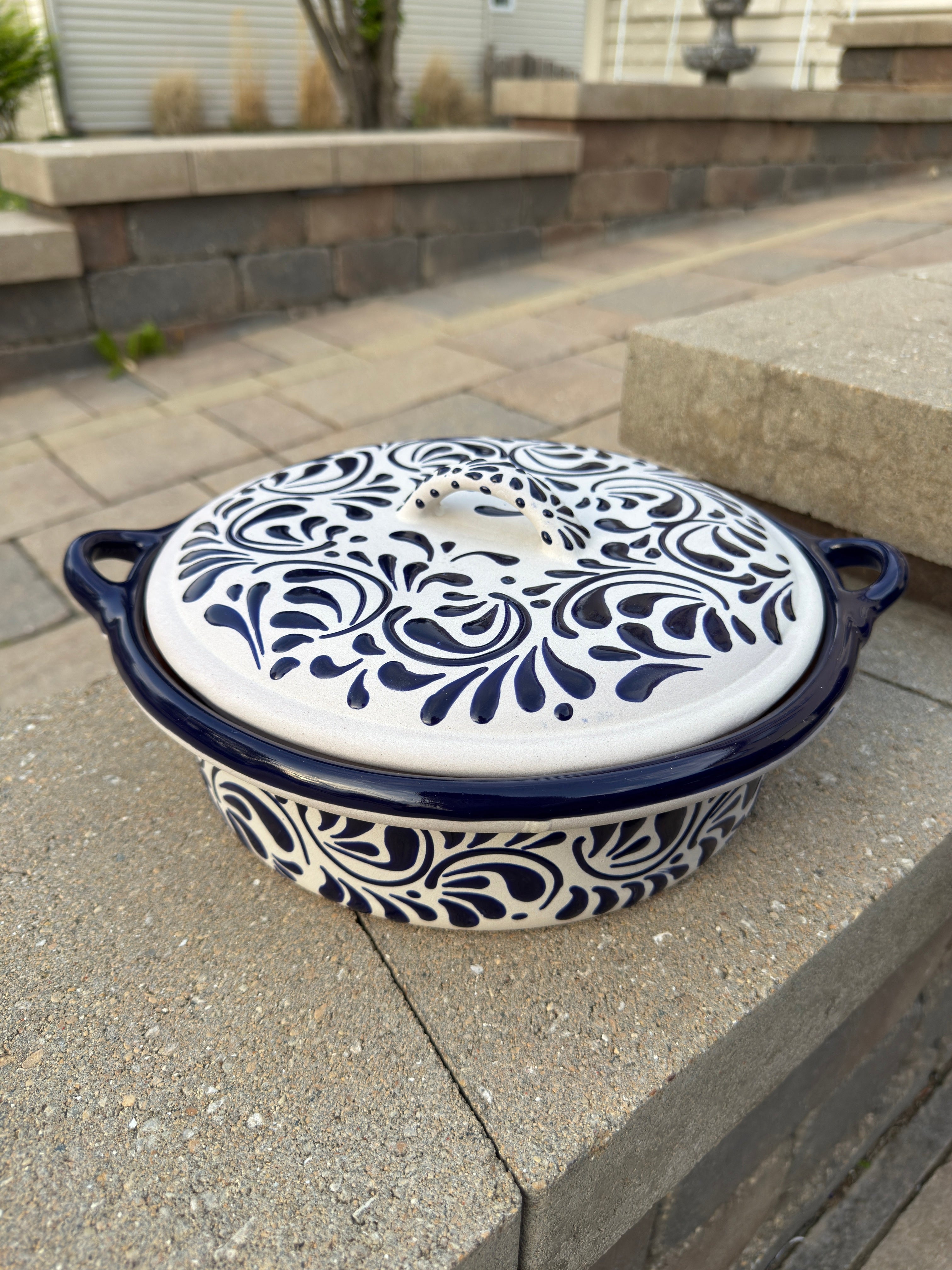 Mexican Clay Pot Gray/Blue 10" - Cazuela con tapa – TheMexHub