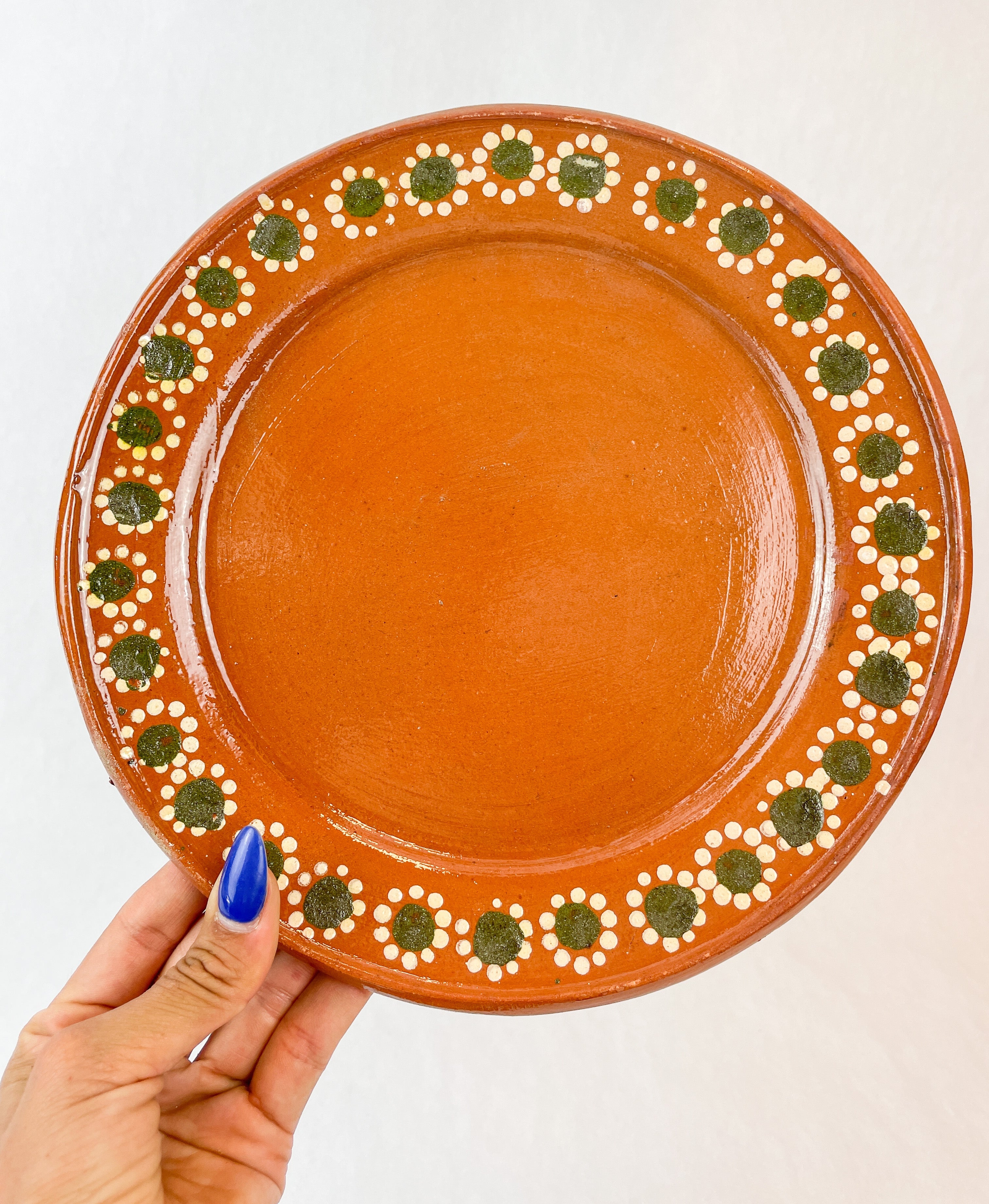 Mexican Clay Set of 4 Plate Round 9 Inch Plato Redondo Trinche Lead Fr ...