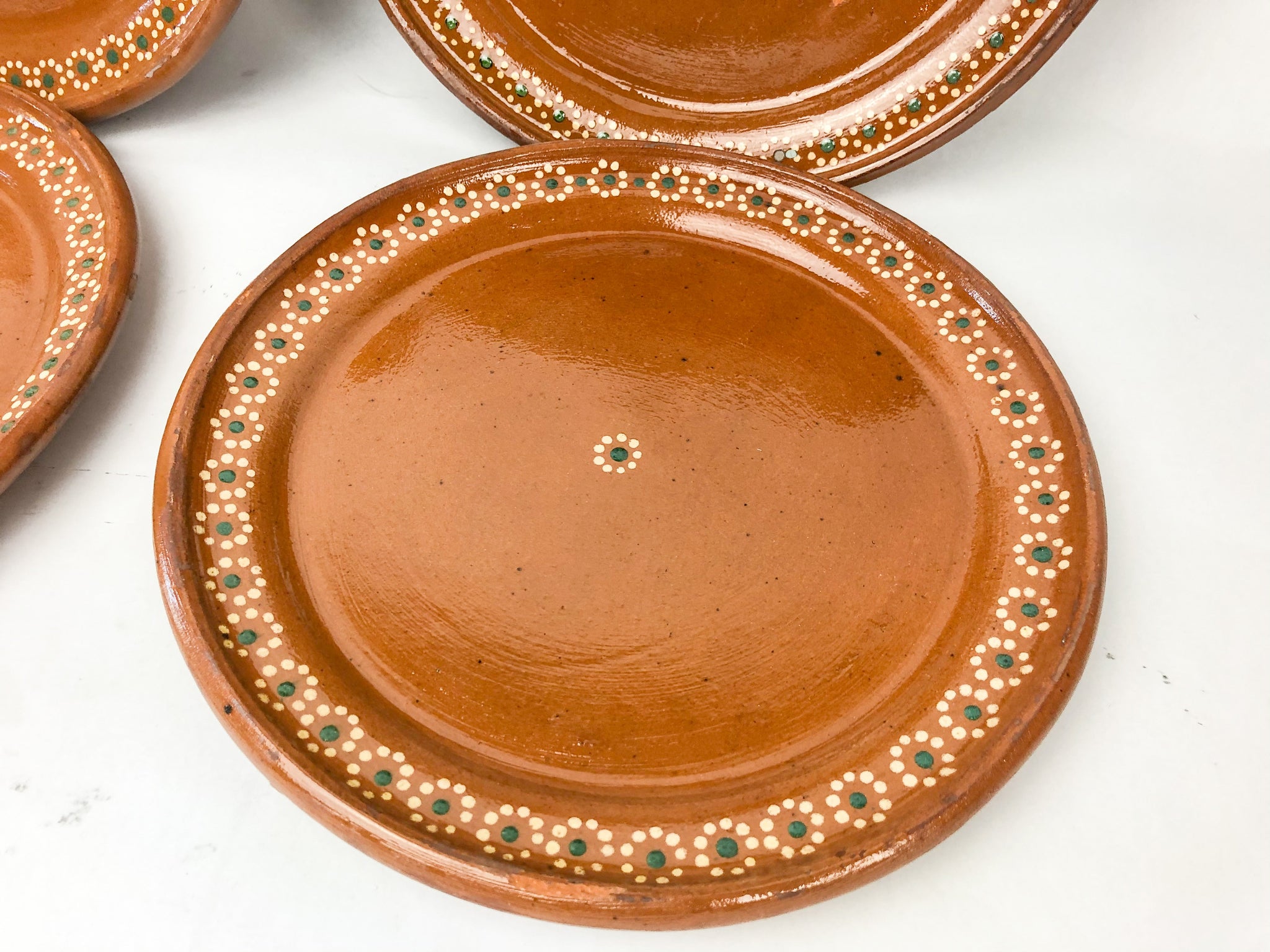 Mexican Clay Set of 4 Plate Round 9 Inch Plato Redondo Trinche Lead Fr ...